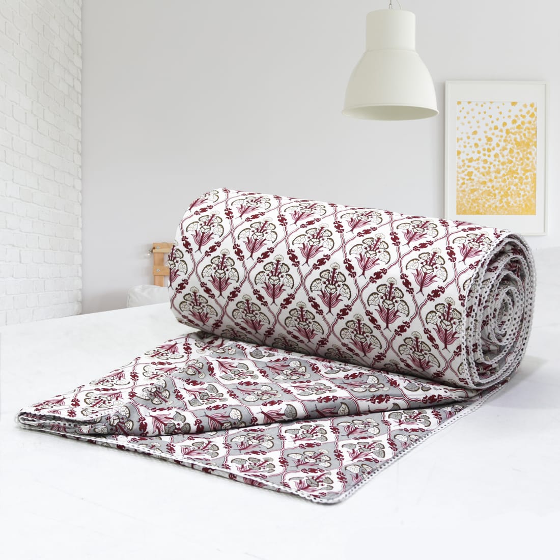 Buy Cozy Cotton Reversible Dohar with IRIS Designer Border in Magenta ...