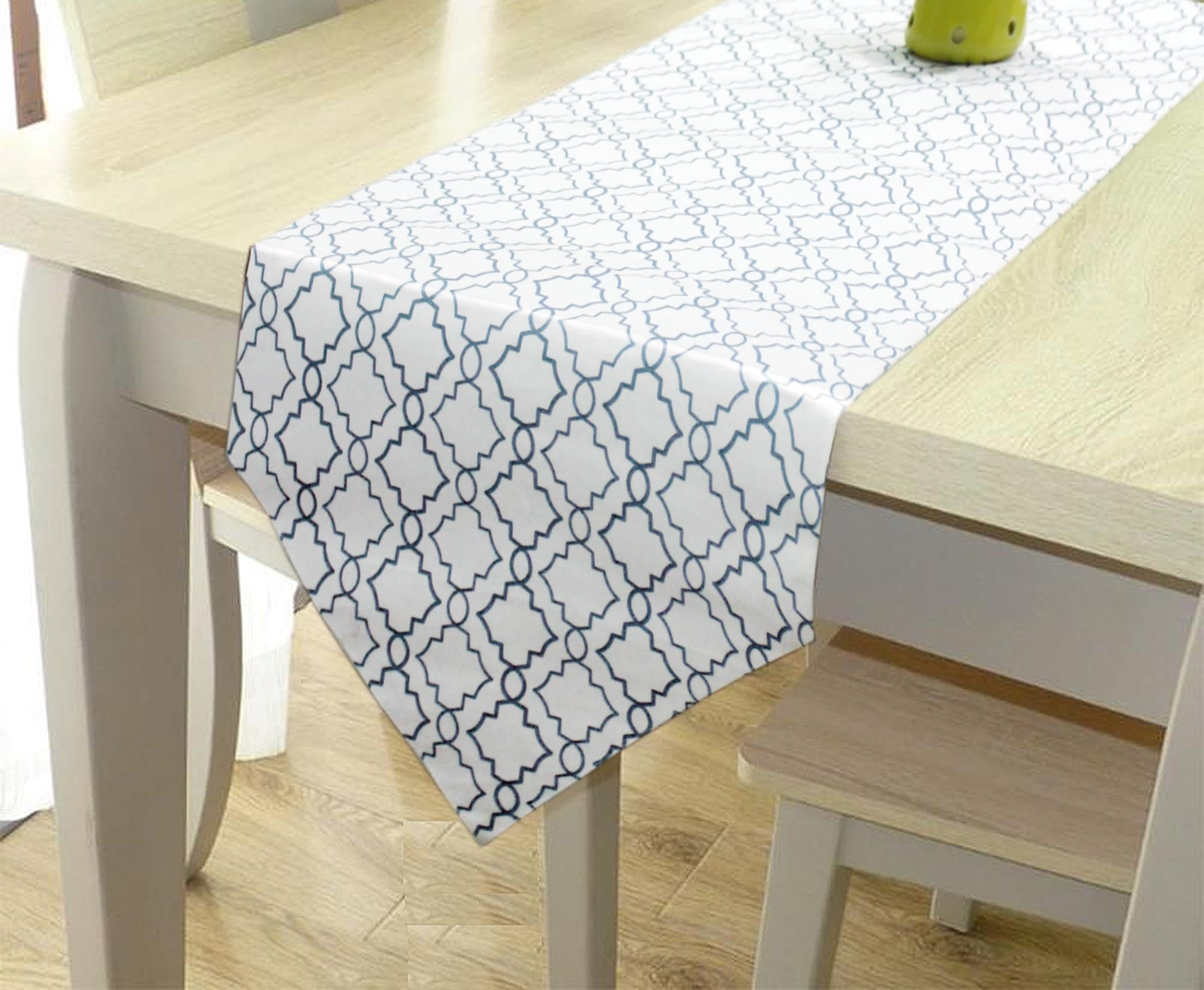 Cotton 300 TC Ikat Table Runner for 6 Seater Table - Blue – AURAVE